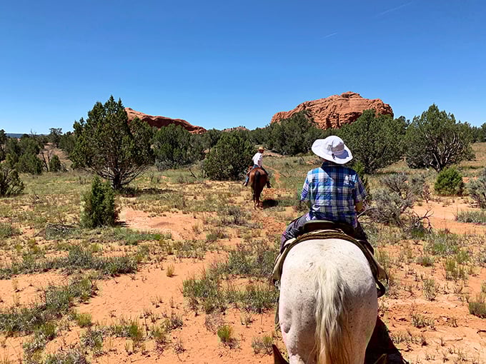 Giddy-up through paradise! Exploring Kodachrome Basin on horseback connects you to the landscape just like the pioneers &ndash; but with better snacks.