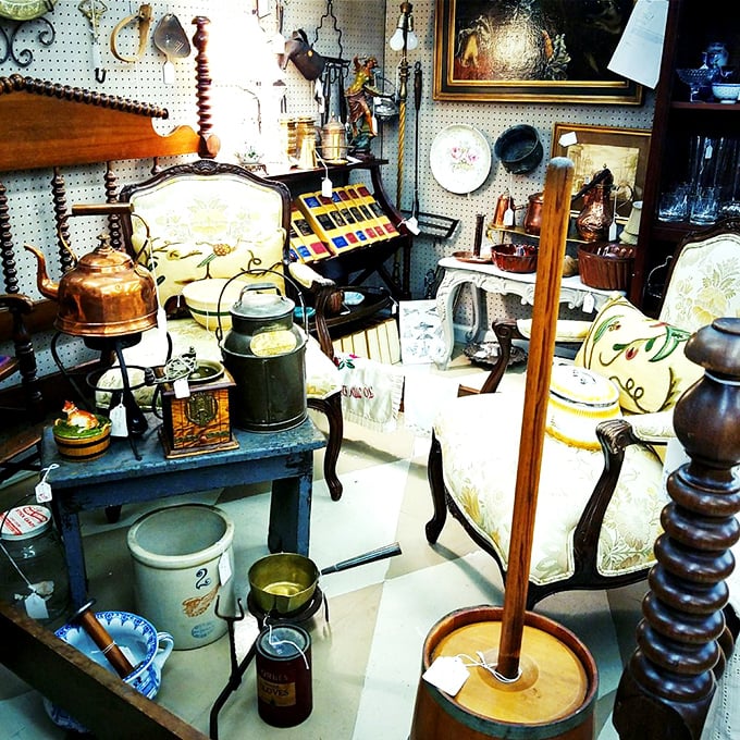 A symphony of textures and eras. French provincial meets farmhouse charm in this delightfully cluttered corner that whispers stories of dinners past.