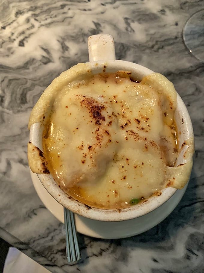 When cheese cascades down the sides of your soup crock like this, you don't just eat it&mdash;you experience a religious conversion to the Church of Gruy&egrave;re.