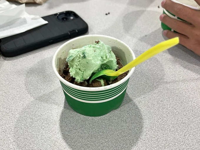 That vibrant mint green scoop isn't just ice cream&mdash;it's a cold, creamy time machine back to childhood summers when everything tasted better.