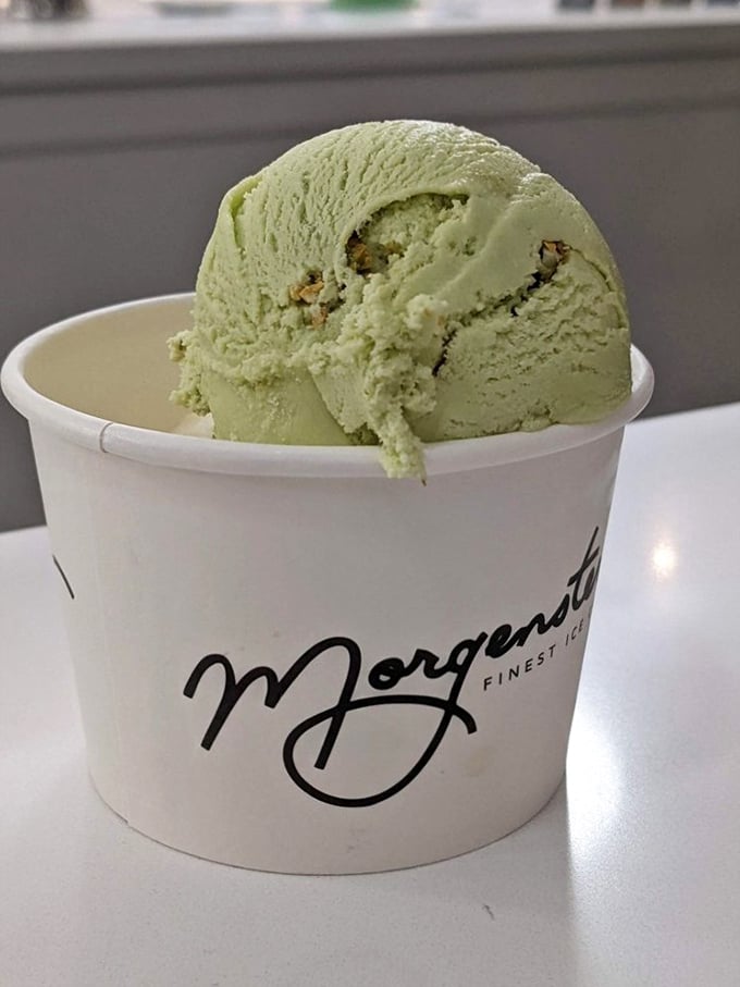 This pistachio scoop isn't that artificial green stuff from your childhood. It's what happens when real pistachios meet master craftsmanship.