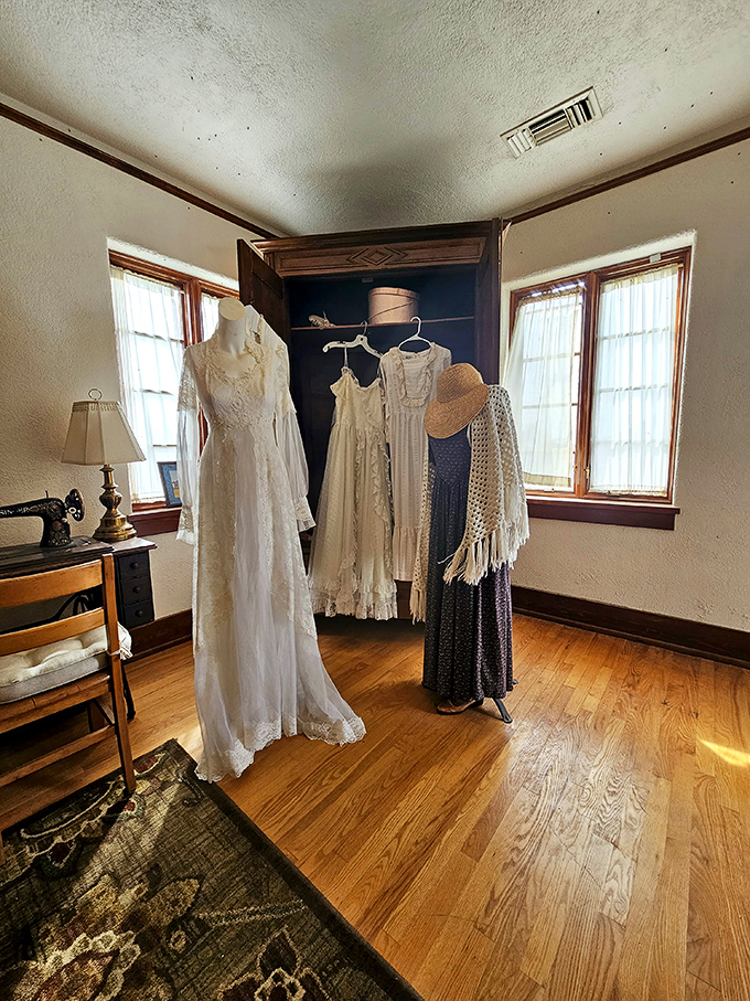 These aren't just vintage dresses – they're fabric time capsules telling stories of frontier women who managed to look elegant while surviving Oklahoma's wild early days.