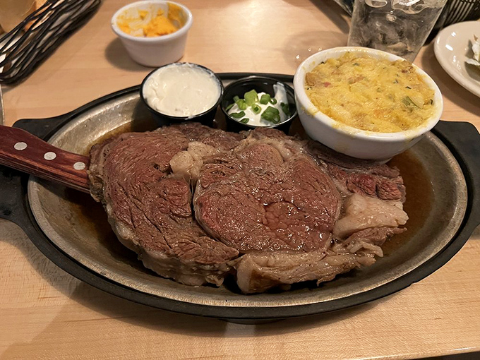 When your prime rib arrives with sides that aren't afterthoughts, you know you've discovered dining nirvana in the heart of Indiana.