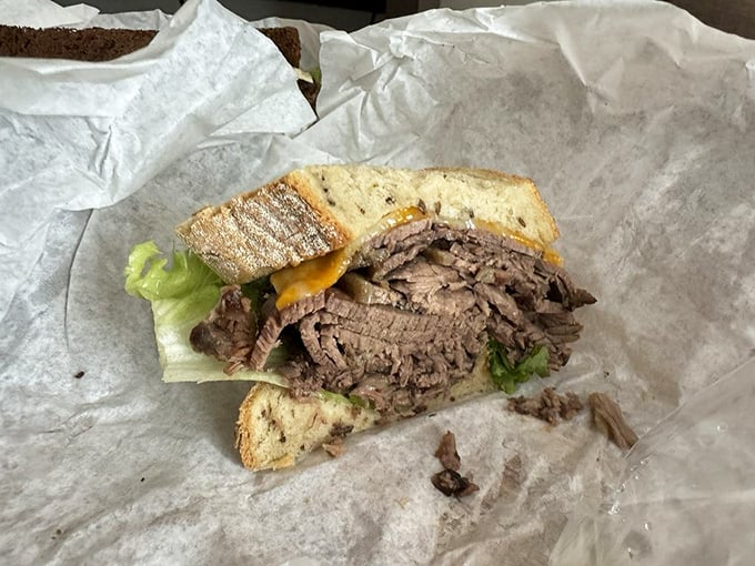 Evidence that someone in Indianapolis understands the sacred covenant between bread, beef, and humanity. This isn't just lunch; it's edible poetry wrapped in wax paper.