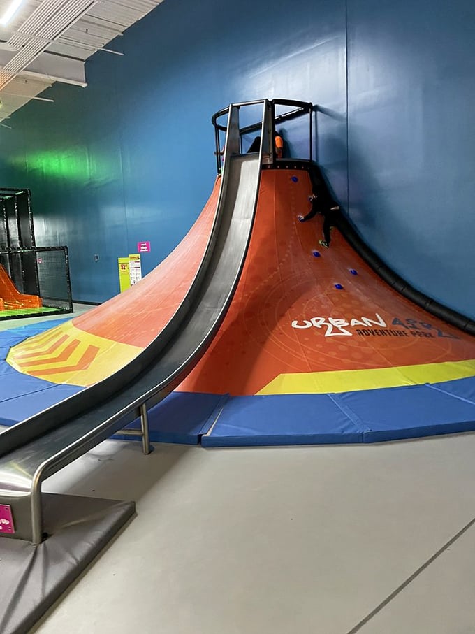 This isn't your average playground slide&mdash;it's a gravity-powered adventure that ends with a soft landing and inevitable pleas of "Again! Again!" 