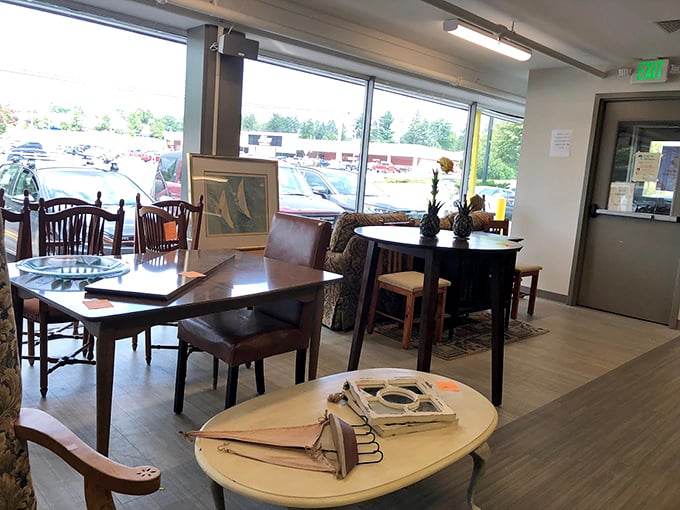 The furniture section: where dining sets patiently wait for their next dinner party and conversations to host.