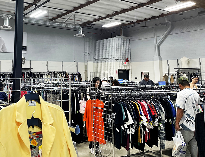 The clothing section stretches like an urban fabric forest. Each rack a potential goldmine of style waiting to be discovered.