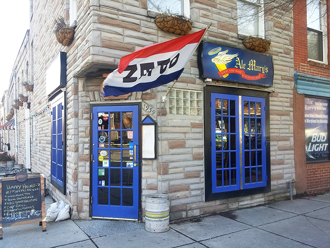Ale Mary's stone exterior and vibrant blue doors hide a gastropub paradise&mdash;where craft beer meets burger artistry in holy matrimony.