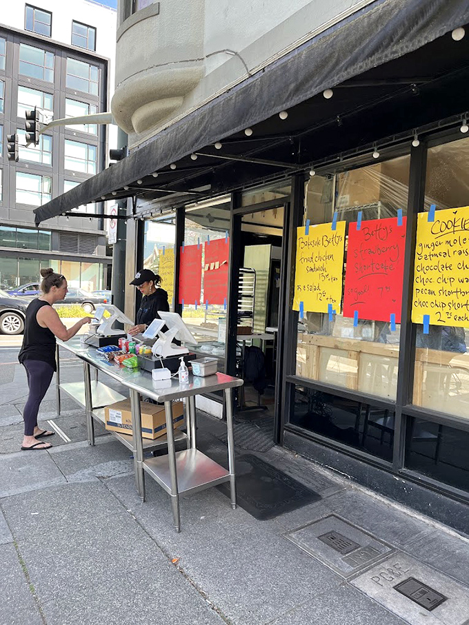 Bakesale Betty's impromptu sidewalk service is democracy in action. Their legendary chicken sandwich is worth standing at any makeshift counter.