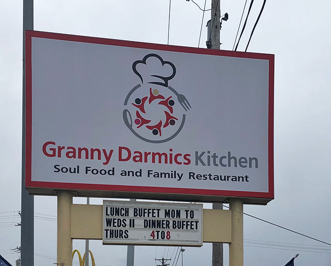 Granny Darmics' sign tells you everything you need to know – soul food that might actually heal your soul.