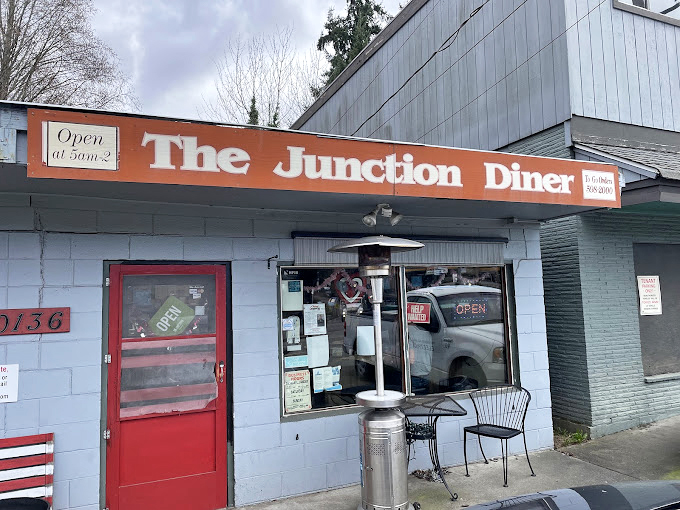 Junction Diner's humble blue exterior and bright red door hide a powerhouse of breakfast perfection inside.