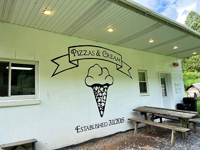 Pizzas & Cream's humble white building promises two of life's greatest pleasures under one roof.