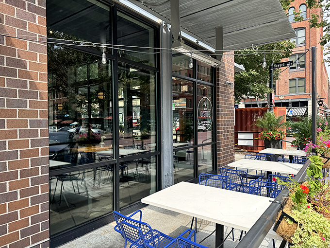 Plank Provisions: Those cheerful blue tables aren't just for show &ndash; they're front-row seats to some of Omaha's finest seafood creations. 