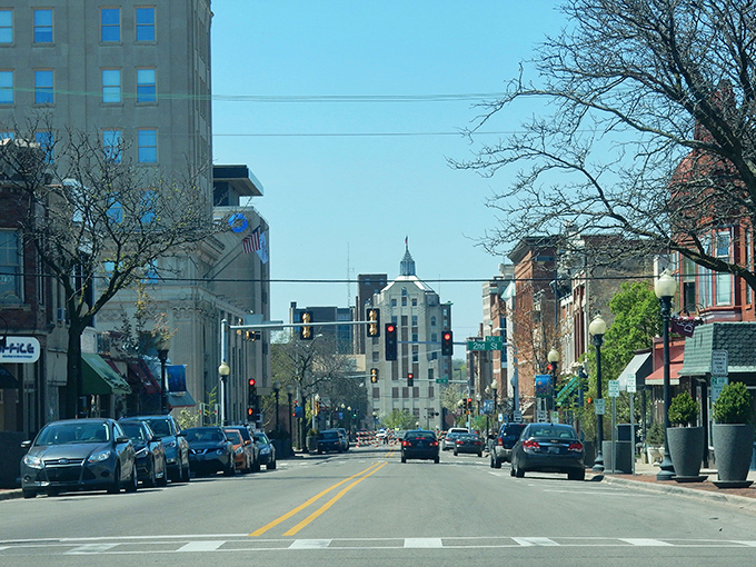 Downtown Rockford's string lights invite you for evening strolls where every storefront window offers a glimpse into small-town entrepreneurship.