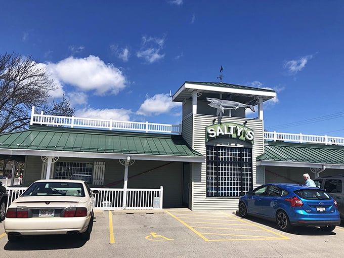 Salty's: That lighthouse-inspired tower says "coastal eatery" even in the heart of Wisconsin. Architecture with a sense of adventure!