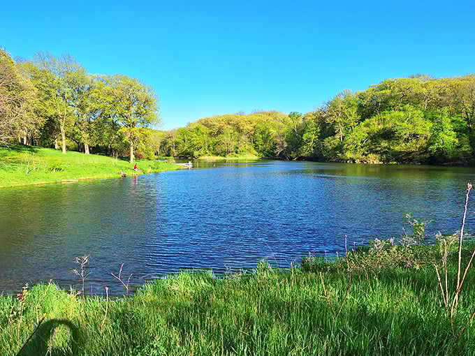 Stone State Park's hidden passage! This enchanting lake feels like entering a secret garden.