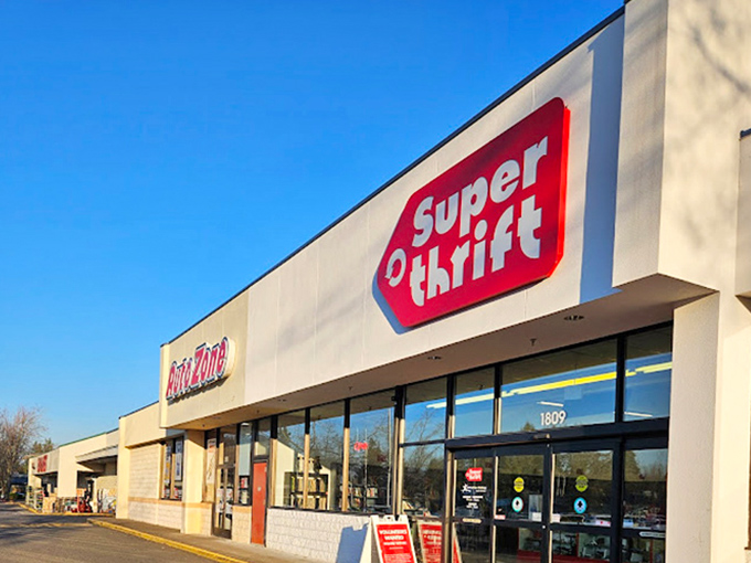 SuperThrift's no-nonsense exterior promises serious savings inside. Where bargain hunters and treasure seekers converge for the ultimate thrifting adventure.