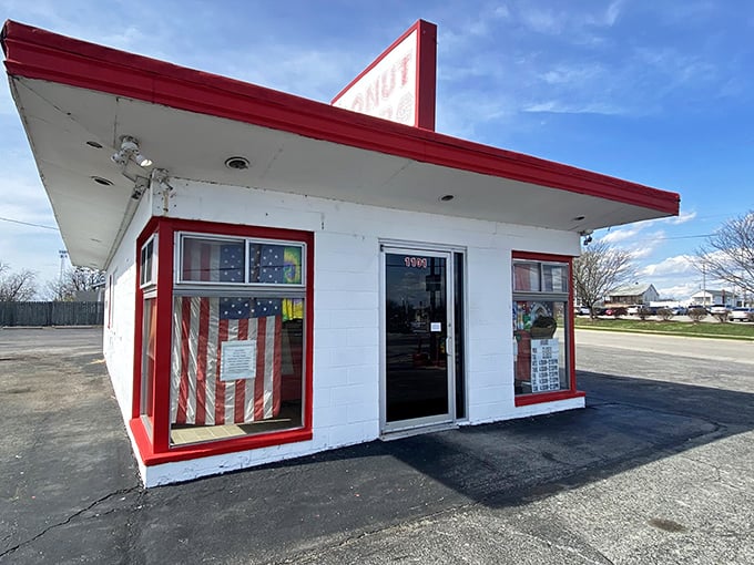 Time travel exists! This retro white-and-red shop transports you straight to simpler times when donuts ruled breakfast.