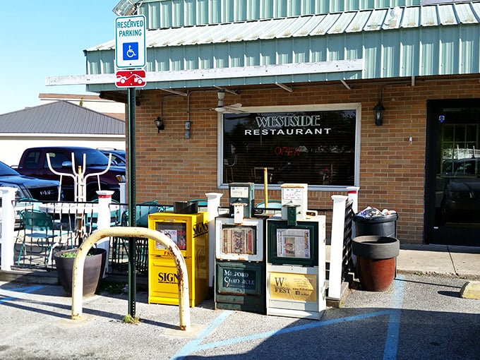 Westside Restaurant's entrance looks like the gateway to a comfort food kingdom where calories fear to tread.