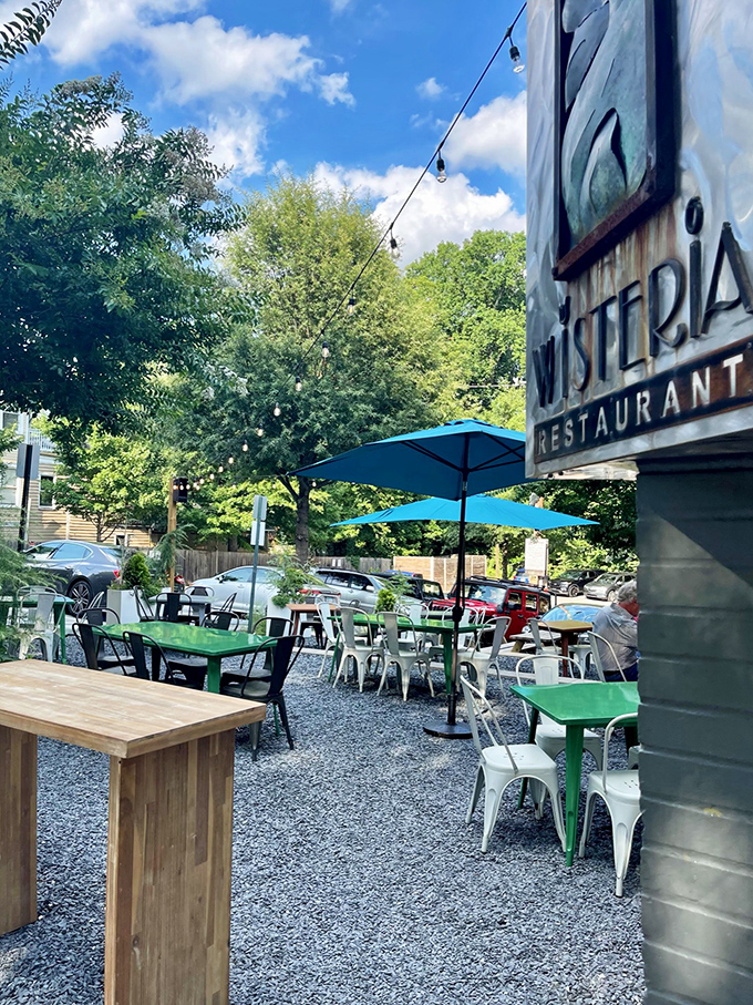 Wisteria's outdoor patio invites you to linger over fried chicken and cocktails while Atlanta's warm breezes ruffle the umbrella.
