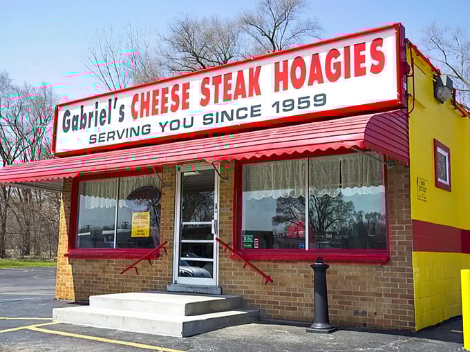 Gabriel's sunshine-yellow exterior isn't subtle &ndash; it's a bold declaration that life-changing cheesesteaks happen here.