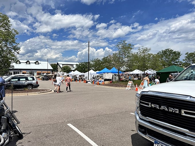 Blue skies provide the perfect backdrop for this upscale bazaar. Even the clouds seem to pause to shop at this curated collection.