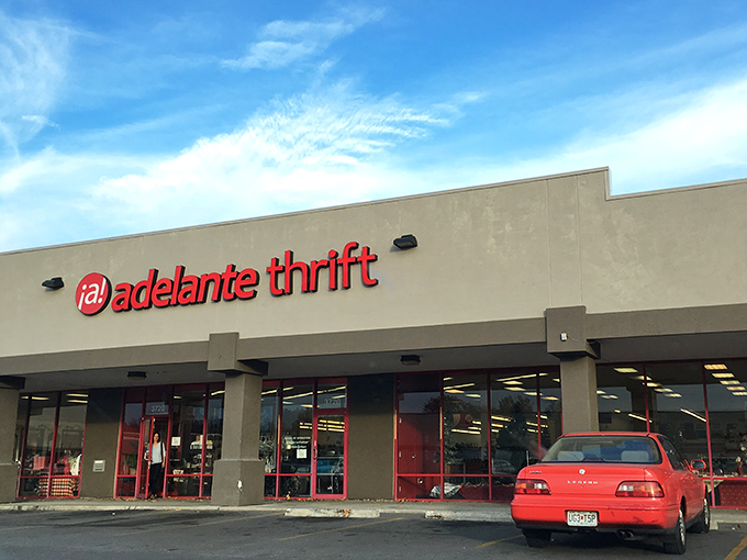 Adelante Thrift: Sunny skies and red signs &ndash; nature's way of telling you it's a perfect day to hunt for thrift store gold.