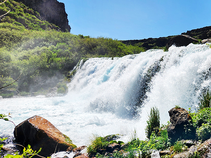 Crystal-clear and mesmerizing, Box Canyon's waters look like something from a fantasy movie. Swimming, anyone?