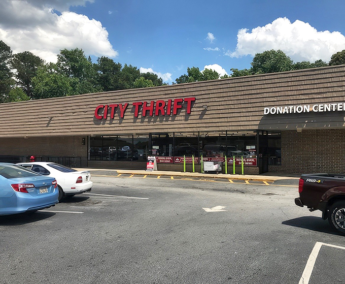 Shopping carts stand ready for the bargain battle inside, where every aisle offers wallet-friendly victories.