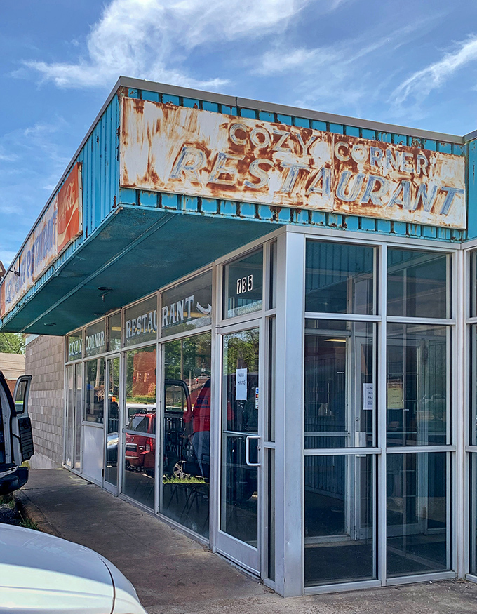 Nothing fancy here&mdash;just some of Memphis' finest smoked meat waiting behind that humble blue storefront. Priorities in perfect order! 