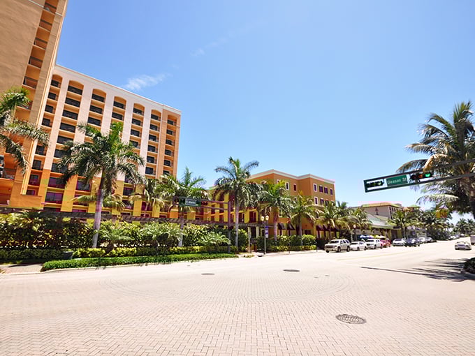 These awning-shaded storefronts in Delray Beach offer refuge from both the sun and overpriced tourist traps.