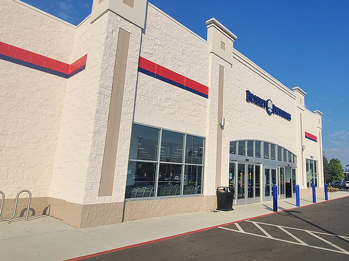 The clean lines and modern facade of Deseret Industries hide a wonderland of secondhand treasures waiting to be discovered.