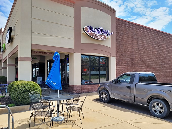 Window signage that reads like a love letter to encased meats&mdash;gyros, tamales, and Vienna Beef dogs all under one rustic roof.