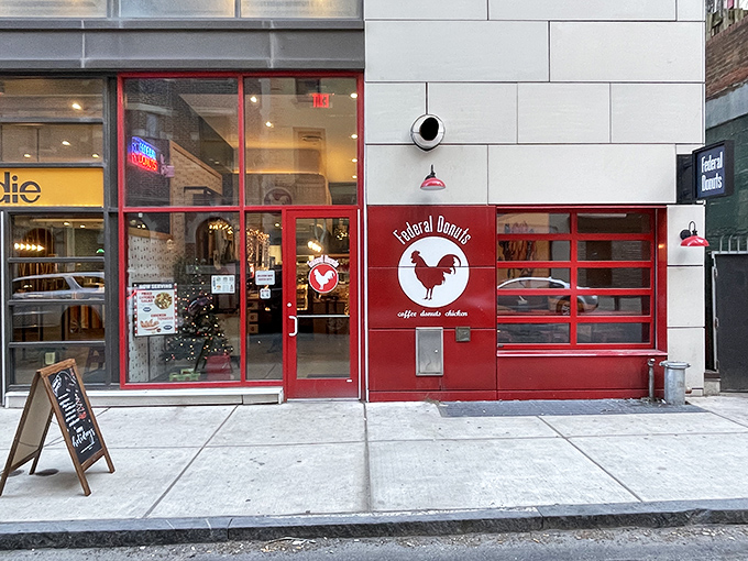The drive-thru at Maple Donuts: where you can get your maple fix without leaving the comfort of your car.