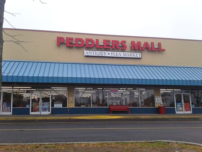 The blue awning welcomes another day of treasure hunting &ndash; Peddlers Mall stands ready for bargain-seekers like a retail version of Antiques Roadshow.