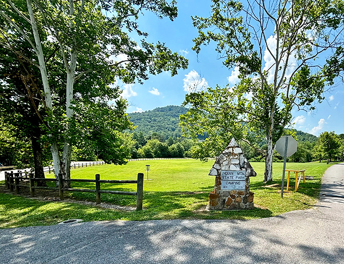 Peaceful paths wind through Indian Mountain Park, where rolling hills have reclaimed their rightful place in the scenery.