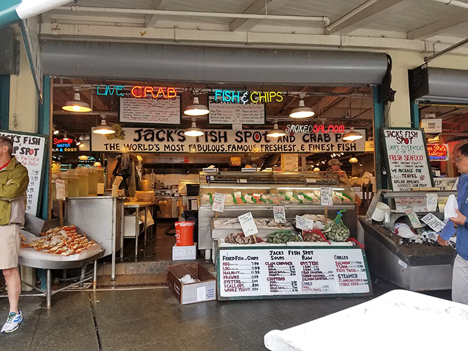 "World's Most Fabulous, Freshest & Finest Fish" – a bold claim backed by decades of satisfied customers and empty plates.