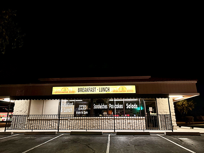Night owls take note! Otto's glowing sign beckons with the promise of pancakes and eggs that taste just like your favorite childhood breakfast.