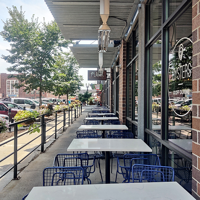 Wrought iron balconies and classic architecture at The Reef - where history and fresh catches meet for dinner. 