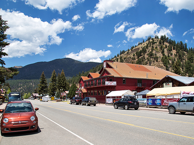 Western storefronts and mountain views create the perfect backdrop for this high-country escape from desert heat.