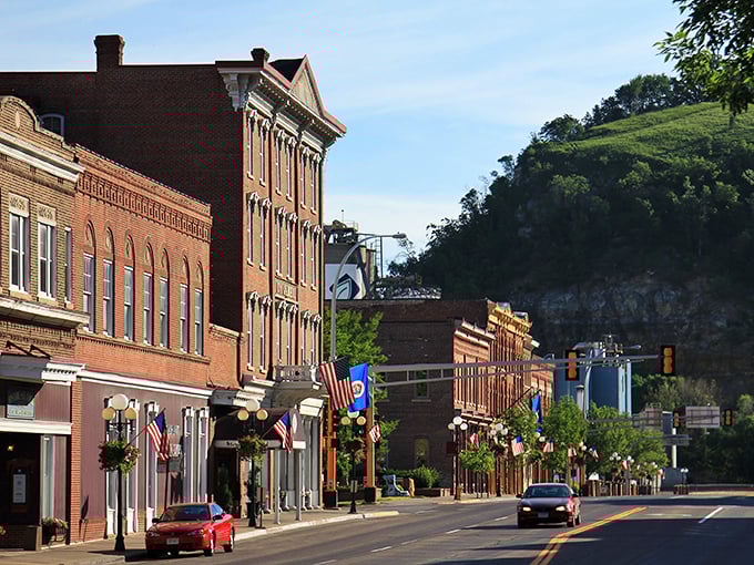 The mighty Mississippi meets Main Street in Red Wing, creating a postcard view that no Instagram filter could possibly improve.