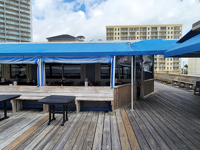 That wooden deck isn't just a place to eat &ndash; it's where memories are made with Gulf waves as your dining soundtrack.