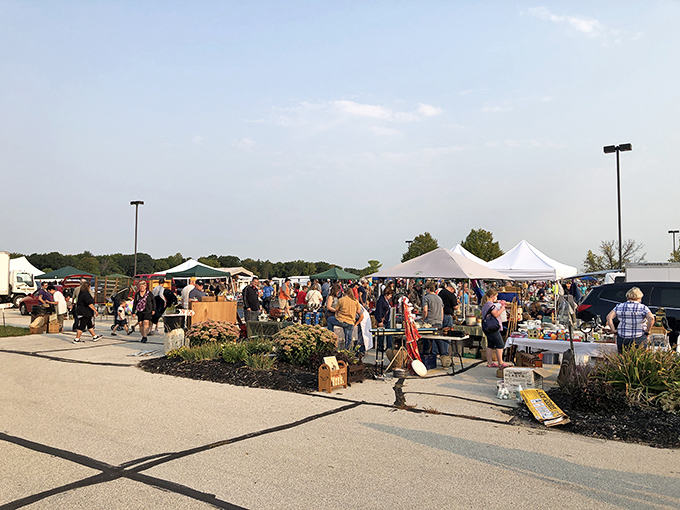 Colorful tents create a festival atmosphere at St. Gabriel's, where one person's castoffs become another's treasures.
