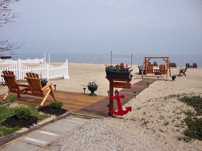 Lake Huron's sandy shores beckon just steps from Tawas City. Where beach chairs and good books are the only status symbols that matter.