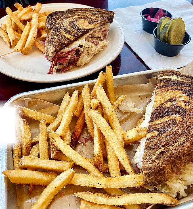 Golden fries and a perfectly grilled Reuben &ndash; a duo more iconic than Batman and Robin, and infinitely more satisfying. 
