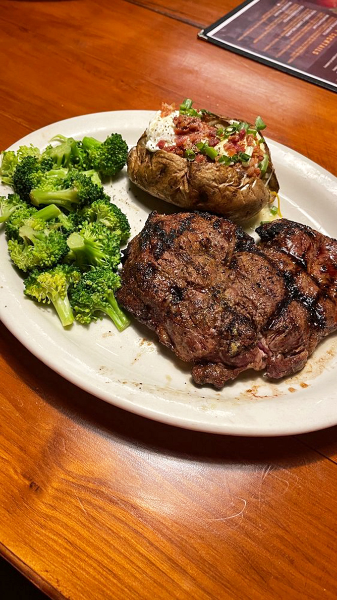 Juicy, tender, and sporting those beautiful cross-hatch grill marks that say, "The chef knows exactly what they're doing." Broccoli for balance, naturally.