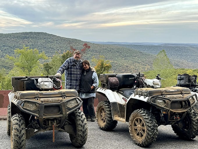 Four-wheeled freedom seekers pausing to appreciate the view. Even the most rugged adventurers stop in their tracks for Ozark panoramas.