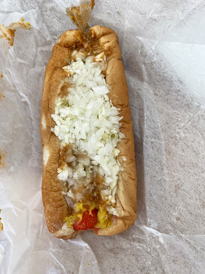 They call it "All The Way" for a reason. Each topping adds its character to this symphony of Southern hot dog perfection.