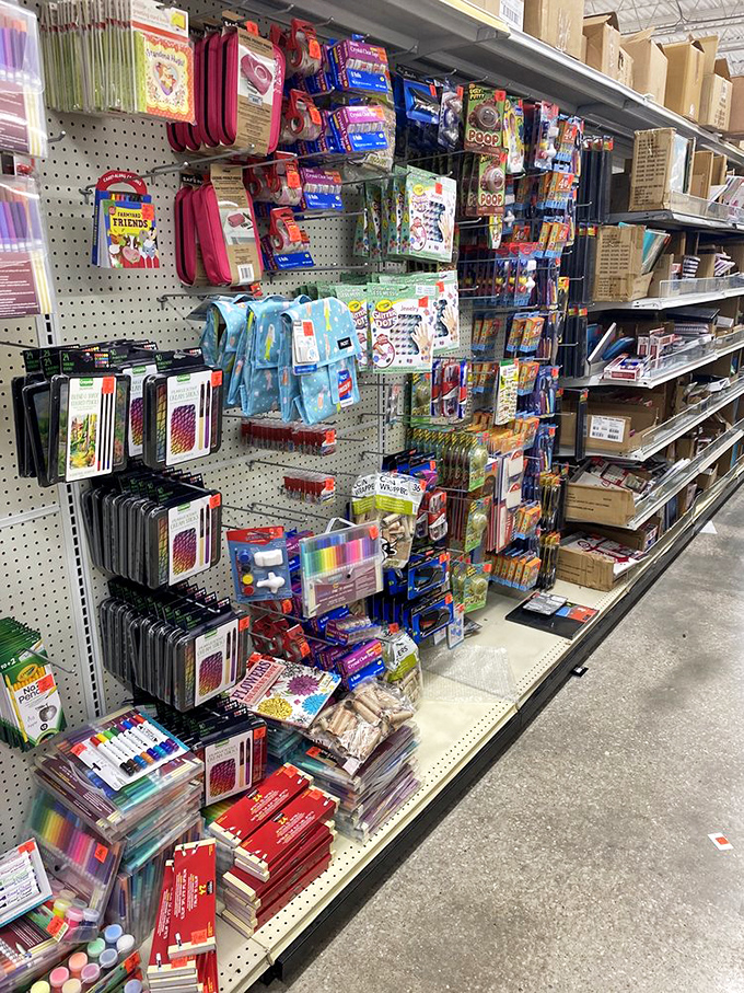 Art supplies and school essentials at prices that make teachers weep with joy. The stationery aisle: where creativity meets affordability in a beautiful retail romance.