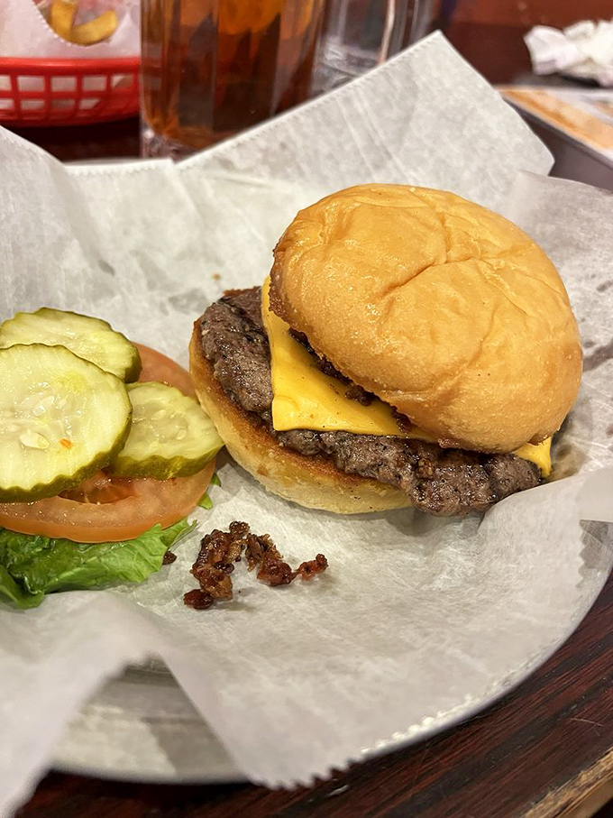The perfectly placed vegetables—it's the burger's way of saying, "You've made an excellent decision today, friend."